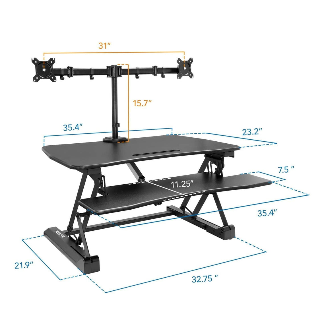 Mount-It! Electric Sit-Stand Desk Converter with Dual Monitor Mount for ...