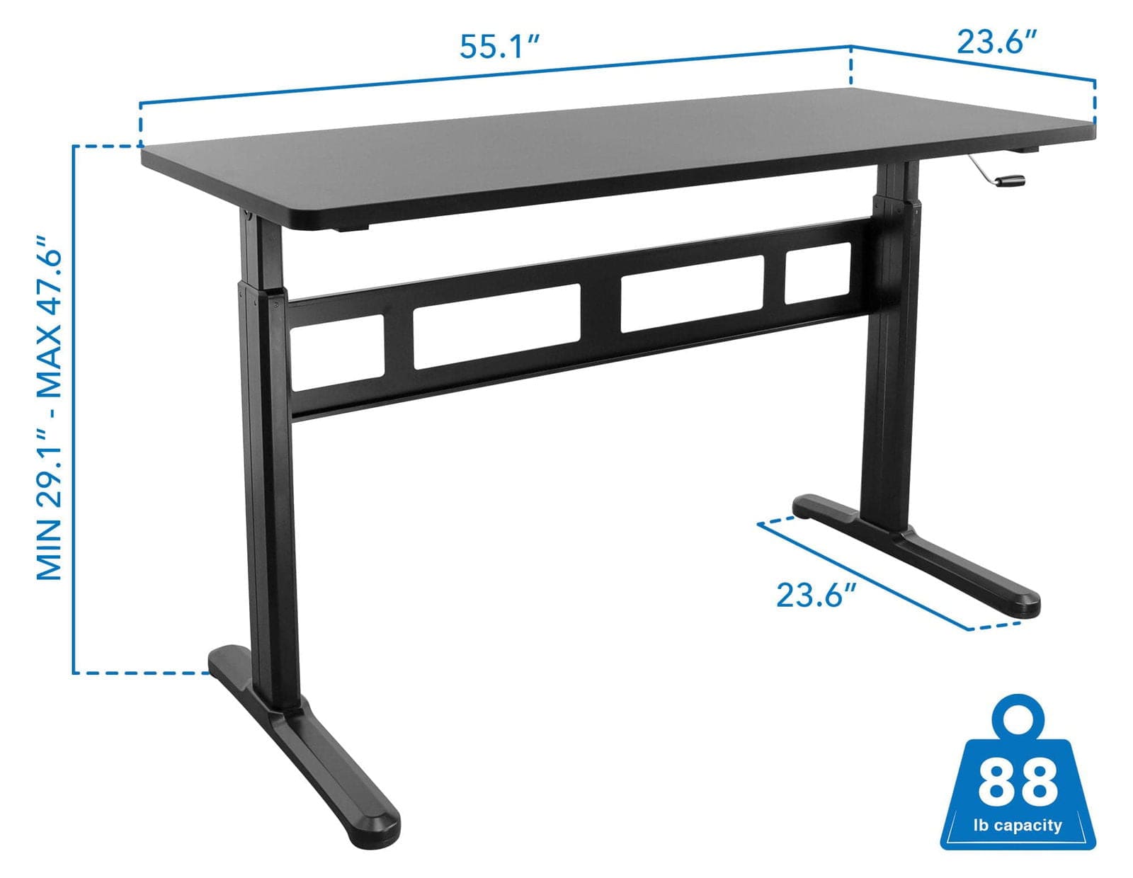 Mount It Mi 7981 56 W Hand Crank Sit Stand Desk Black