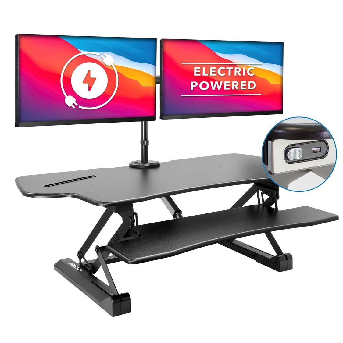 Large Electric Sit-Stand Desk Converter with Dual Monitor Mount – MI ...