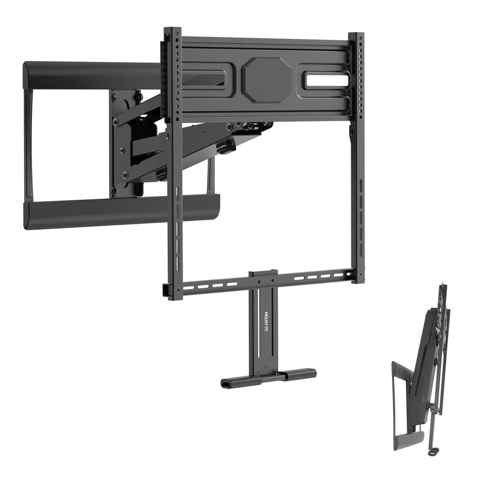 Pull Down Fireplace TV Mount with Spring Arm Black Mount It