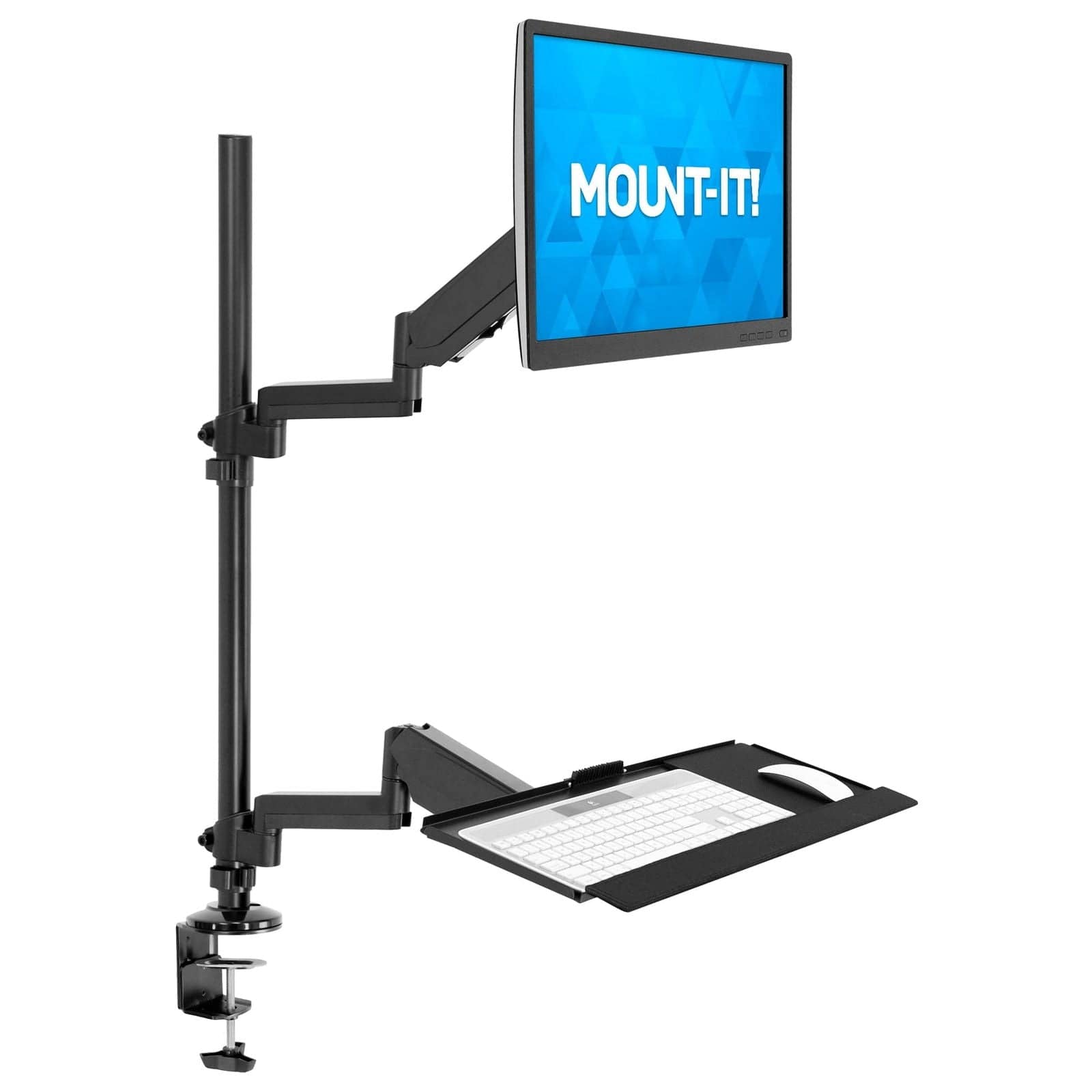 Mount It Single Monitor Sit Stand Desk Mount with Keyboard Tray