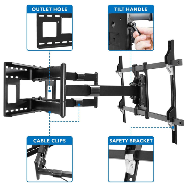 Heavy Duty Dual Arm TV Wall Mount with Extra Long Extension – Mount-It!