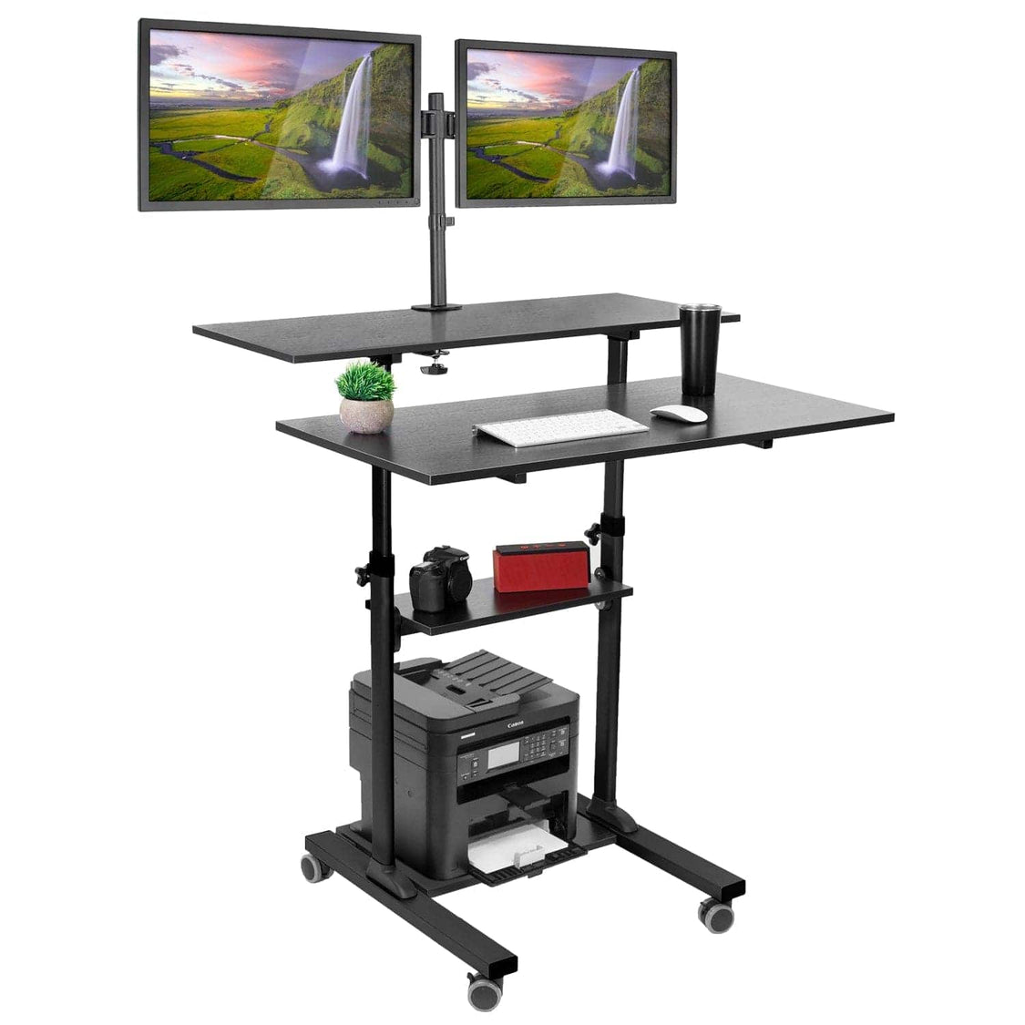 Height Adjustable Rolling Stand up Desk – MI-7972B – Mount-It!