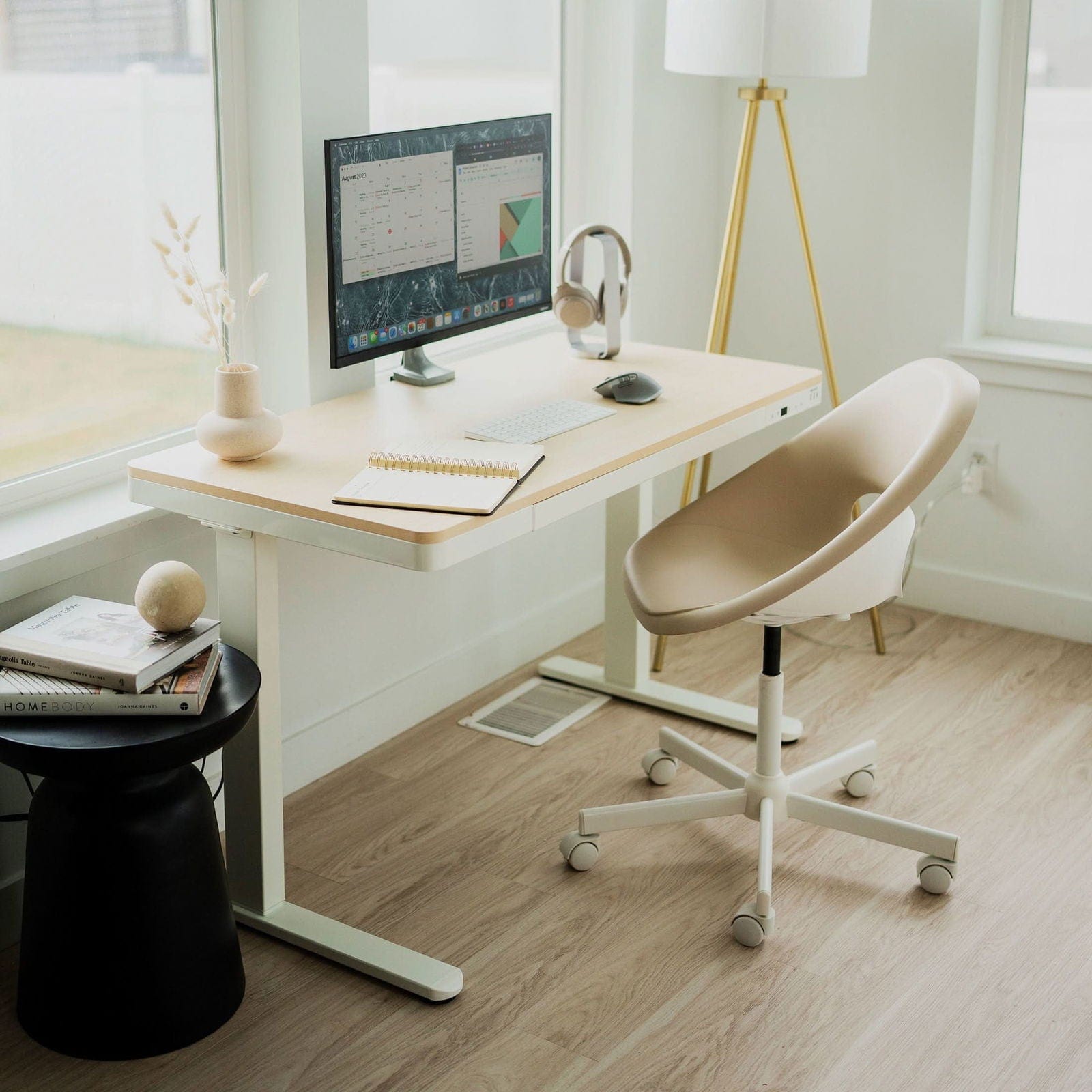 Mount It Compact Height Adjustable Sit Stand Desk with Drawer