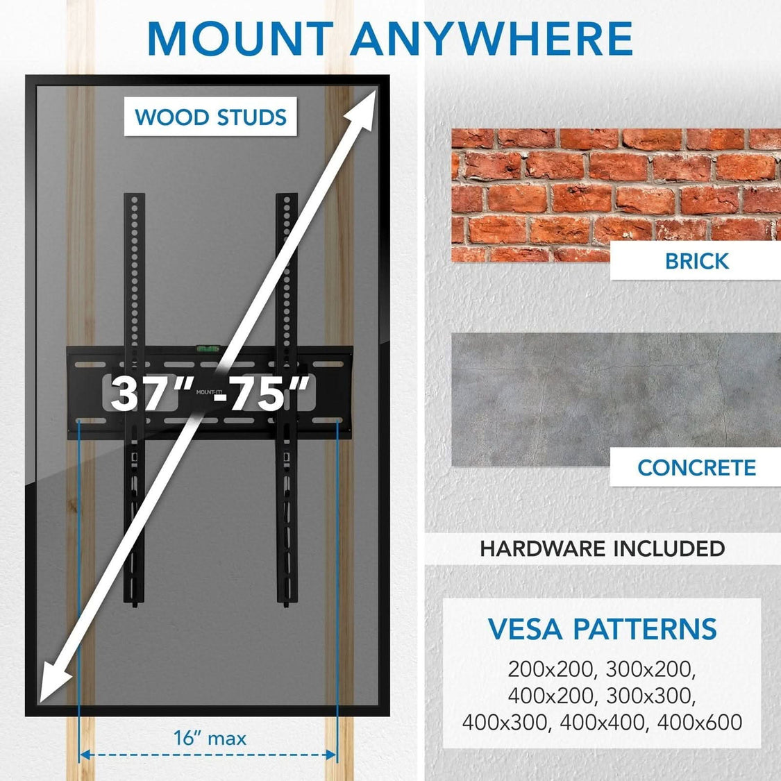 Mount-It! Portrait TV Wall Mount - Mount-It! for 37" to 75" TVs | holds ...