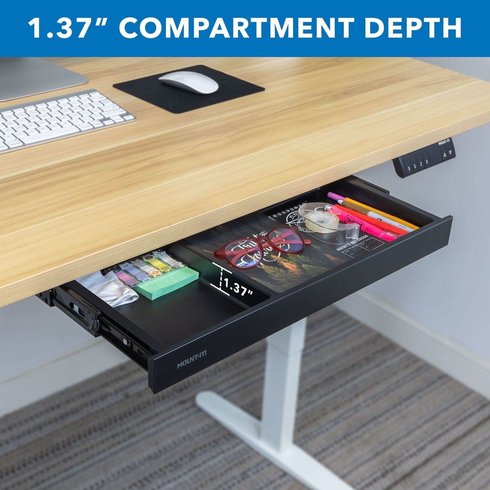 Shallow depth desk with drawers store