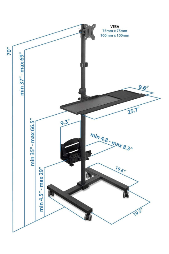 Mobile Cart With Monitor Mount & CPU Holder – Mount-It!